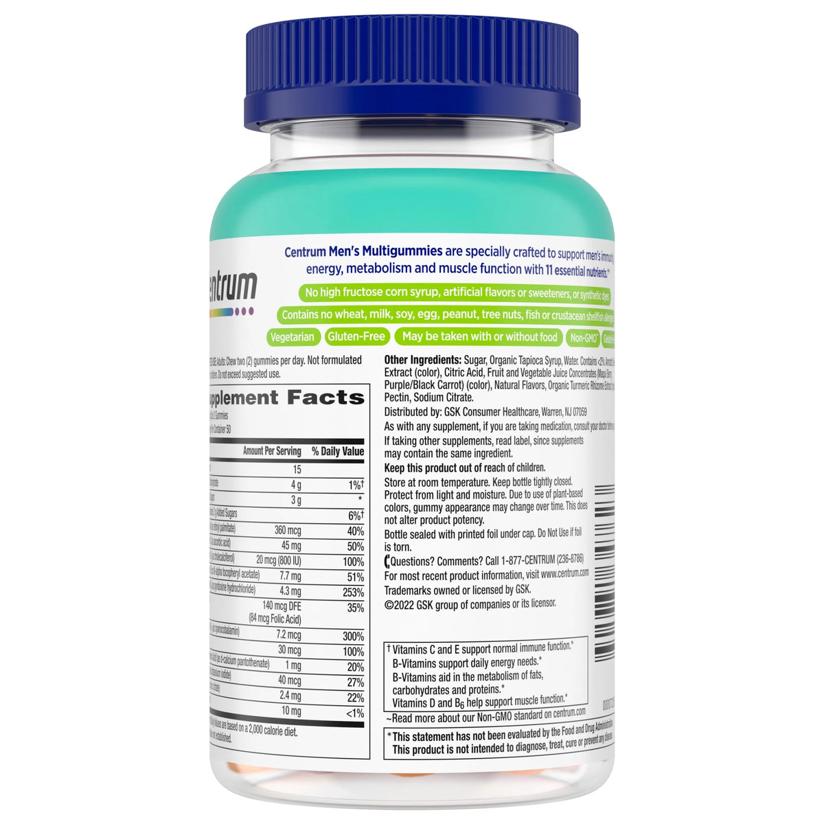 Centrum Multigummies Men's Multivitamin Gummy Vitamins, Tropical Fruit ...